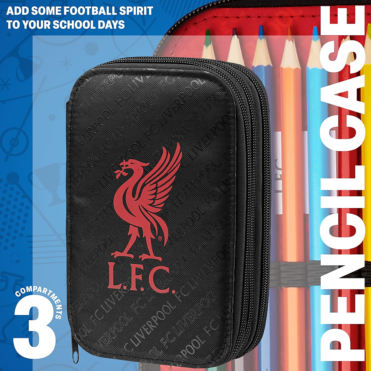 Liverpool F.C. Filled Pencil Case, Colouring and Stationery Set - School Supplies, Black/Red