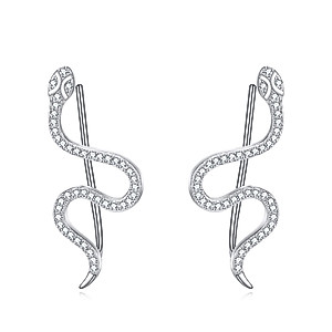 Snake Earrings 925 Sterling Silver Ear Crawler Climber Cuffs Earrings JewelryJewelry for Women