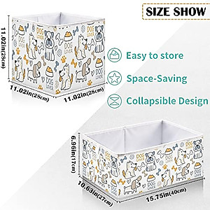 visesunny Closet Baskets Funny Dog Storage Bins Fabric Baskets for Organizing Shelves Foldable Storage Cube Bins for Clothes, Toys, Baby Toiletry, Office Supply