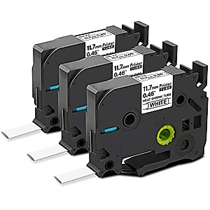 Pristar Compatible Label Tape Replacement for Brother Heat Shrink Tube 231 11.7mm 0.46" Black on White for Brother Label Maker PT-E300 PT-H300 PT-E500 PT-E550W PT-P750WVP PTE800W, 3-Pack