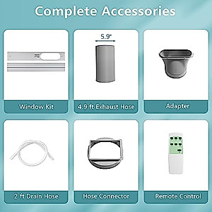 PETSITE 10000 BTU Portable Air Conditioner, 3 in 1 AC Cooling Unit with Remote Control, Dehumidifier, Window Kit Included, Stand up AC for Home, Apartment, Cools Rooms up to 350 Sq.Ft