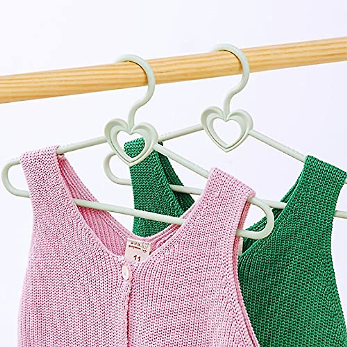 Malikesy 10pcs Baby Hangers Newborn, Heart Design, Baby Hangers for Clothes, Multicolored Toddler Clothes Hangers, Nursery Hangers for Baby