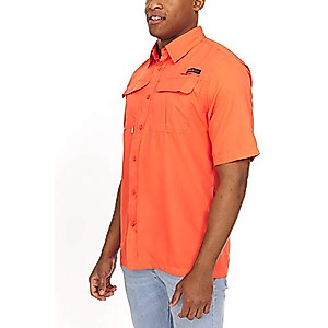 Swiss Alps Mens Short Sleeve Lightweight Breathable Outdoor Fishing Shirt BRIT-Coral Small