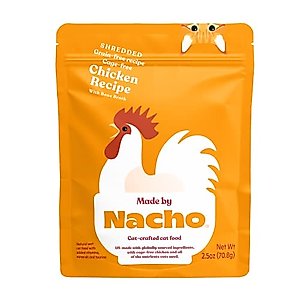 Made by Nacho Wet Cat Food Broth Meal Topper, Cage-Free Shredded Chicken in Bone Broth for Extra Hydration, Limited-Ingredient Sensitive Diet, 24 Pouches 2.5oz