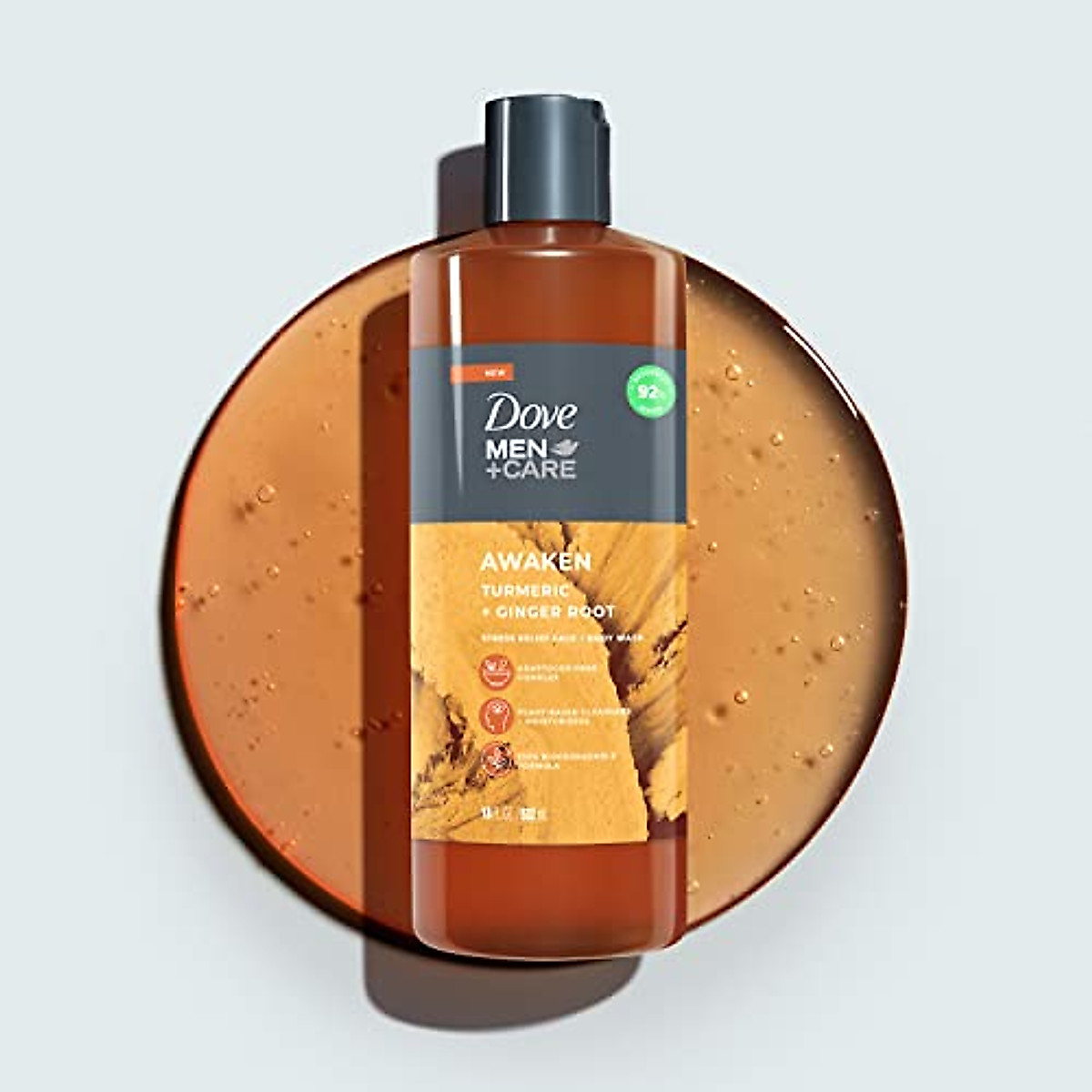DOVE MEN + CARE Face + Body Wash For Men Awaken Turmeric + Ginger Root 18 oz 4 Count