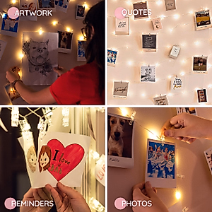 Mind-Glowing Photo Clip String Lights - Hanging Pictures Fairy Lights for Bedroom, Gifts for Teenage Girls 10-14 Year Old, Cute Room Decor for Teen Girls - Teen Girls Trendy Stuff (50 LED, 16.4 ft)