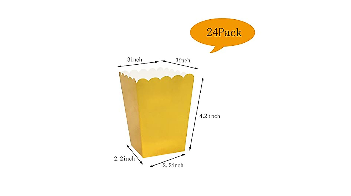 24 Gold Mini Popcorn Boxes for Party - Easy Assemble