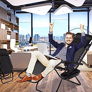 Zero Gravity Chair Patio Lounge Recliners Adjustable Lounge Outdoor Chairs with Pillows and Cup Holder for Backyard, Poolside, Garden, Pool, Beach, Lawn, Deck,Yard,Set of 2