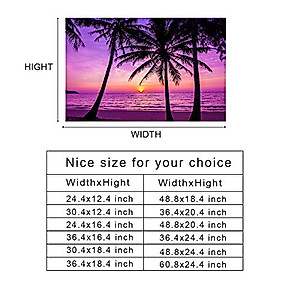 Monroda Purple Coast Aquarium Background, Durable PVC Adhesive Backdrop Aquarium Poster Fish Tank Backgrounds Decorative Paper 18.4x30.4inch, Beach Dusk Seaside Tropical Plants