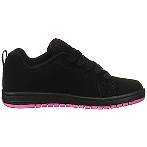 DC Unisex-Child Court Graffik Low Top Skate Shoe Sneaker, Black/Pink, 2 M M US Big Kid
