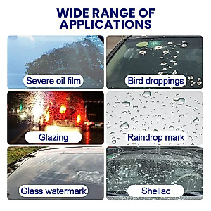 Car Glass Oil Film Remover Cleaner, Water Spot Remover for Auto and Home Eliminate Watermarks, Rain Stains, Bird Stains, Shellac, Oil Stains (2 Set)