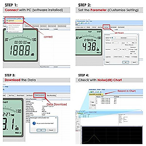 Decibel Meter, Sound Level Meter CD Software Audio Decibel Noise Measure Tester 30 – 130 dB Audio Noise Measuring Range with Backlit LCD Display, Data Record Function