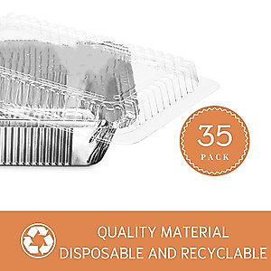 Findful Square Aluminum Baking Pans with Clear Plastic Lids (35-Pack, 8x8”) - Disposable Takeout Pans - Foil Food Containers for Cooking, Heating, Storing, Prepping Food - Eco-Friendly & Recyclable