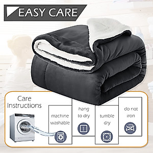 VIECOMOA Sherpa Fleece Throw Blanket for Couch (50"x 60", Dark Grey), Dual Sided Warm Thick Plush Blankets and Throws for Winter Super Soft Cozy Fuzzy Blanket for Baby Kids Infant Nursery