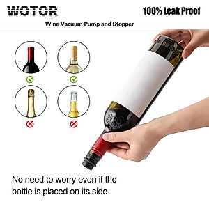 WOTOR Wine Saver Vacuum Pump with 4 Stoppers, Wine Stopper, Wine Preserver, Reusable Bottle Sealer Keeps Wine Fresh, Ideal Wine Accessories Gift (Flat Handle)