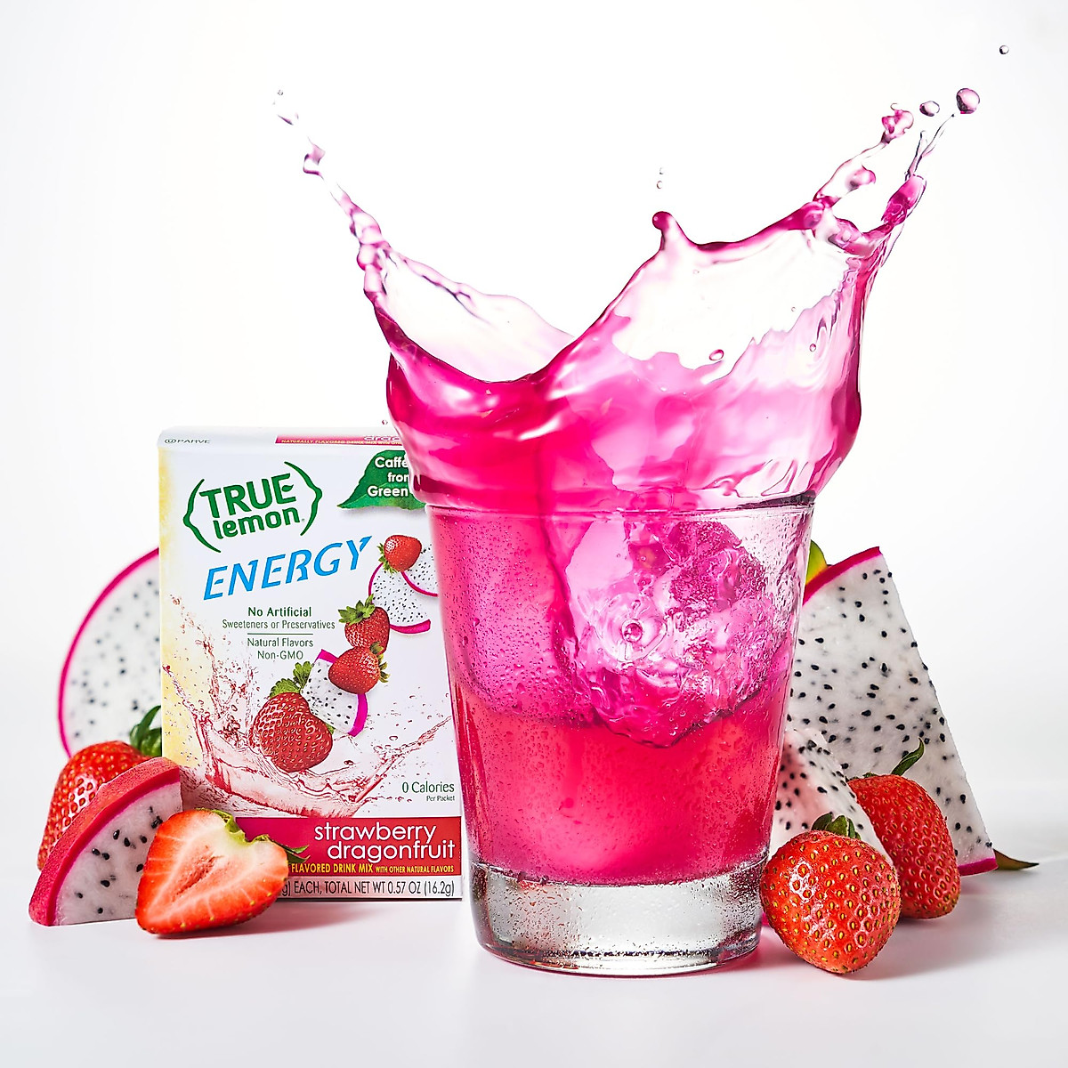True Lemon Energy, Blueberry Acai & Strawberry Dragonfruit Drink Mix with By The Cup Mood Spoons