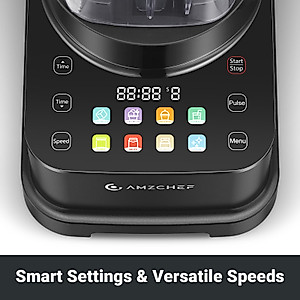 AMZCHEF 8-IN-1 Professional Blenders, 2000 Watts Commercial Blender for Kitchen with Timer, Innovative LED Panel, 8 Functions for Smoothies, Shakes & More, 8 Speeds & Pulse, 68 oz. Pitcher, Black