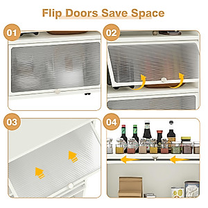 Giantex 5-Tier Kitchen Storage Cabinet, Mobile Microwave Stand with Flip-up PC Doors, Freestanding Kitchen Bakers Rack with 4 Rolling Casters, for Dining Room, Living Room and Study (White)