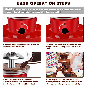 16-Ounce Chocolate Fondue Fountain, 3-Tier MINI Chocolate Fountain, Electric Melting Machine with 6PCS Fondue Fork and Removal Fruits/Nuts/Treats Serving Tray for BBQ Sauce,Ranch,Nacho Cheese,Liqueurs