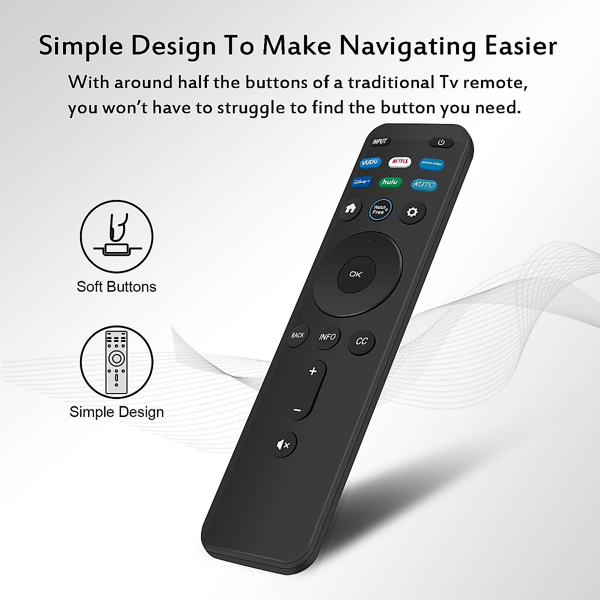 Universal Remote Control XRT260 for All VIZIO Smart TV Smartcast D-Series M-Series P-Series V-Series XRT140 XRT136 Remote Replacement (No Voice Function)