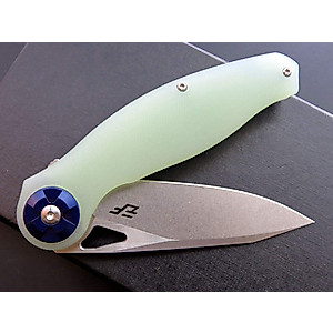 Eafengrow EF76 Ball Bearing Folding Knife for Camping EDC Pocket Knife with G10 Handle & D2 Stone-washed Blade Hunting Outdoor Tool (EF76-jade)