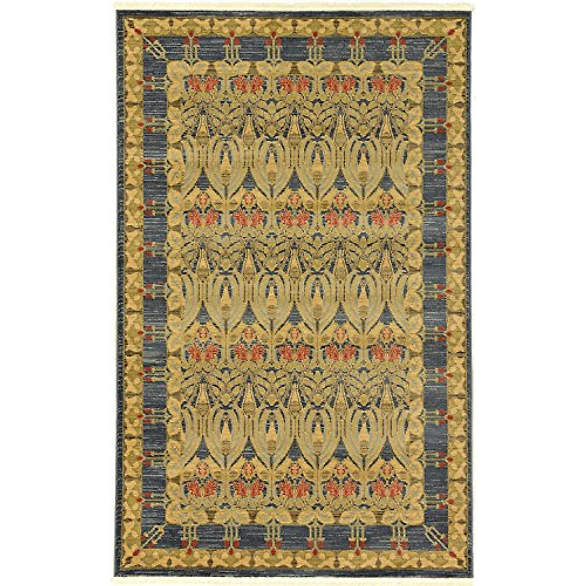 Unique Loom Edinburgh Collection Area Rug - Canmore (5' 1" x 8' Rectangle, Navy Blue/ Tan)