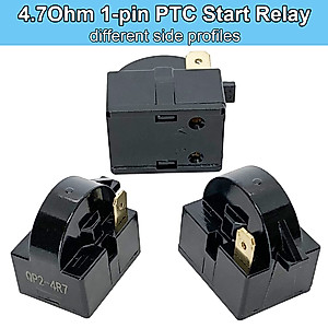 QP2-4.7 /4R7 1 Pin Refrigerator Starter PTC Start Relay w/ 6750C-0005P Refrigerator Overload Protector, Compatible with Kenmore Vissani LG Refrigerator Compressor for Mini Fridges, Wine/Beer Coolers