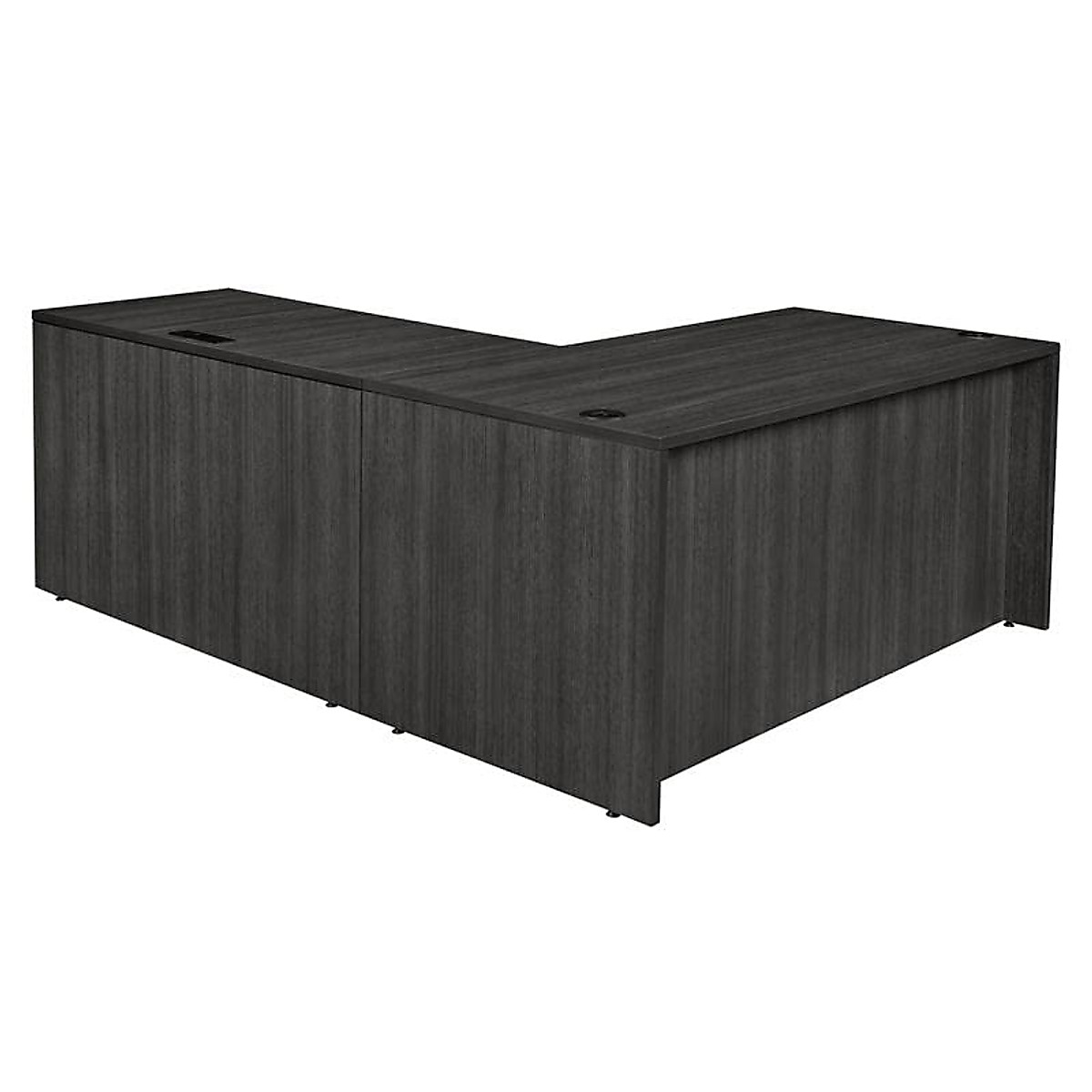 Regency Legacy Single Pedestal L-Desk with Three Drawers, 66", Ash Grey