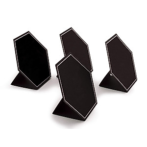 Summer-Ray 48 Black Hexagon Wedding Place Cards Escort Cards with White Rim