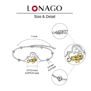 LONAGO 925 Sterling Silver Tiger Bracelet Tree of Life with Cute Tiger Bracelet for Women