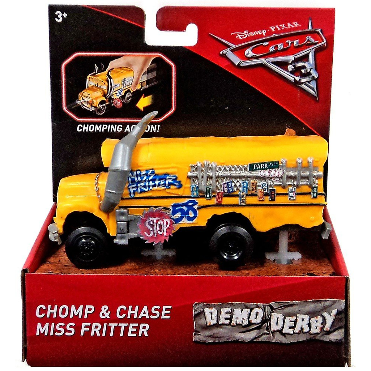 Miss Fritter Chomp and Chase 6 Yellow School Bus Demo Derby Cars 3 Disney Pixar