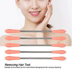5pcs Facial Hair Remover Stainless Steel Spring Manual Epilator Threading Beauty Tool for Quick Hair Removal