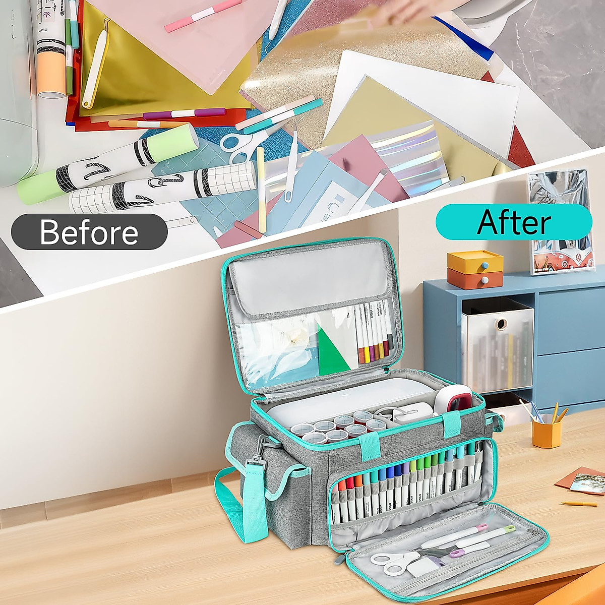 LEFOR·Z Carrying Case Compatible with Cricut Joy Xtra,Protable Travel Storage Bag with Removable Dividers Fits for Cricut Joy Xtra Accessories and Supplies