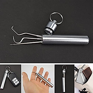 Dental Pick Portable Stainless Steel Tooth Pick Set Reusable Tooth Stains Remover Dental Tool Teeth Cleaning Tools with Holder for Outdoor Picnic, Camping, Travel (7PCS/Set)