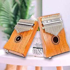 EASTROCK 17 Key Electric Kalimba Thumb Piano Built-in Pickup Professional Electric Kalimba Finger Piano for Kid Adults Beginners Professional (Mahogany Hand Rest EQ)