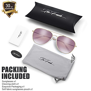 The Fresh Classic Metal Frame Mirror Lens Aviator Sunglasses with Gift Box (05c-GOLD, Gradient PINK)