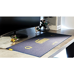 HYTE DP900 Gaming Desk Pad Ultra Premium Luxurious Fabric with Silky Smooth Glide - Midnight Blue & Honey Yellow, Perfect for Gamers 900 x 400mm [ 35.4 x 15.7 in] , MOU-HYTE-001
