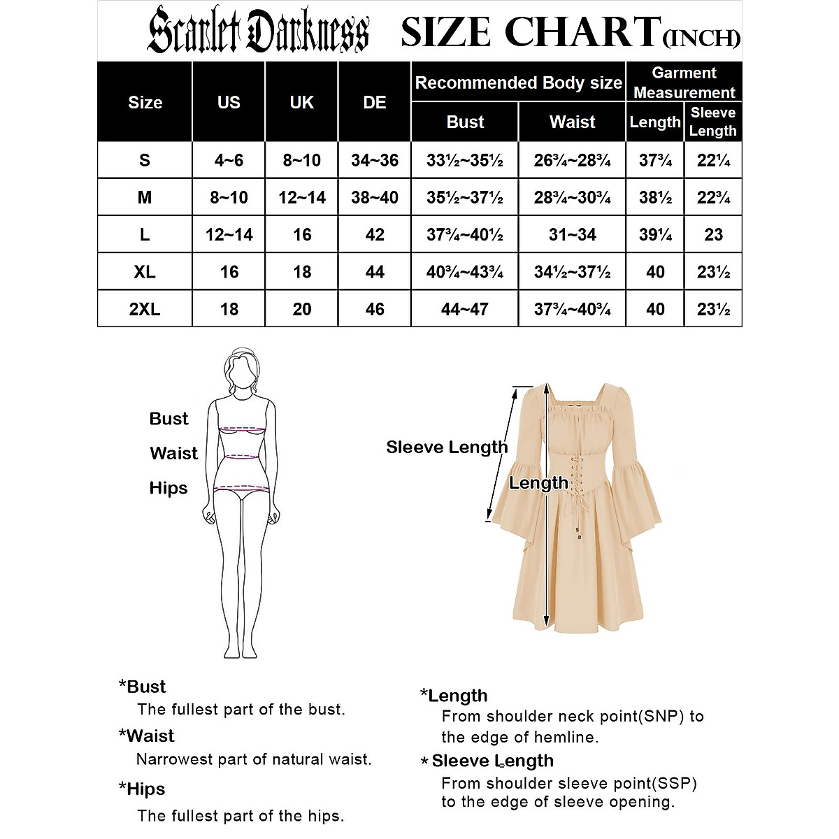 Fairy Dress for Women Short Medieval Dress Long Sleeve Ren Fest Costume Square Neck Corset Dress Apricot 2XL