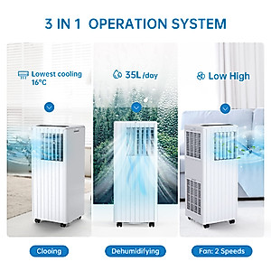 Takywep Portable Air Conditioner for Room up to 350 sq.ft, 8,000BTU A/C Unit with Dehumidifier and Cooling, 24Hour Timer, Sleep Mode, Remote Control, Window Installation Kit