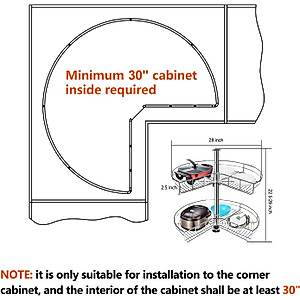 Atposh 28" Kidney Chrome Lazy Susans Kitchen Corner Cabinet Organizer (Not Cabinet Door) 270° 2 Shelf Rotating Storage Rack (28 Inch)