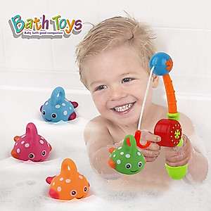 Dwi Dowellin Bath Toys Fishing Games Swimming Whales Bath Time Bathtub Toy for Toddlers Baby Kids Infant Fish Set Age 18months and up