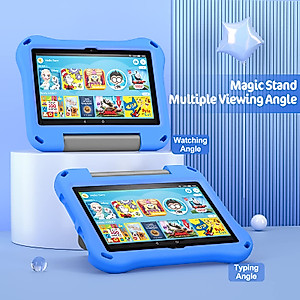 Fire HD 8 Tablet Case for Kids, Amazon Kindle Fire HD 8 & 8 Plus Tablet (2024/2022/2020 Release,12th/10th Generation) Ubearkk Shock-Proof Protective Back Cover Cases with Foldable Stand Holder, Blue