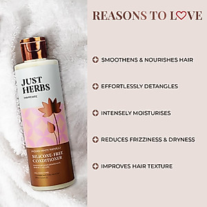 Just Herbs Organic Kumuda Hair Conditioner with White Water Lily & Gotu Kola For Hairfall & Hair Thinning, Silicon & Sulfate Free Conditioner - 6.8 fl.oz.