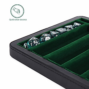 Guarida Dice - 7" Rolling Dice Tray with Strong Magnetic Lid and Rolling Surface - Ample Storage and Case Organizer for All Your Dice and Minis! Perfect for DND or Any Dice RPG Games - Green Cthulhu