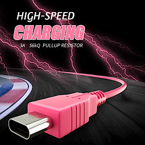 ECHZOVE Charger for Nintendo Switch, Charging Cable for Nintendo Switch OLED Model, Charger Cable for Nintendo Switch Pro Controllers - Pink (4.92ft)