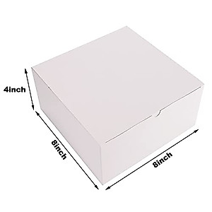 Frantis White Gift Boxes 8x8x4 Inches 10 Pack,Paper Gift Box with Lids for Bridesmaid Proposal, Birthday, Party,Christmas,Wedding, Crafting Cupcake Boxes,with Thank You Sticker