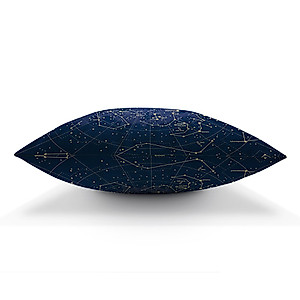 Moslion Star Map Throw Pillow Cover City Light Constellation in Night Sky Cotton Linen Decorative Pillow Case 18 x 18 Inch Standard Square Cushion Cover for Sofa Bedroom Men Women