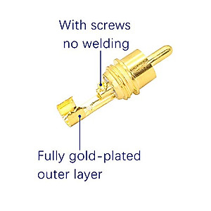 PNGKNYOCN RCA Stereo Connector Plug with Spring Coax Audio Solderless Gold Plated Adapter for Repair Speaker Cables（4-Pack）