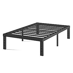 Bednowitz Twin Metal Platform Bed Frame, 12 Inch Twin Bed Frames with Heavy Duty Steel Slats, Noise Free Mattress Foundation No Box Spring Needed, Easy Assembly, Black