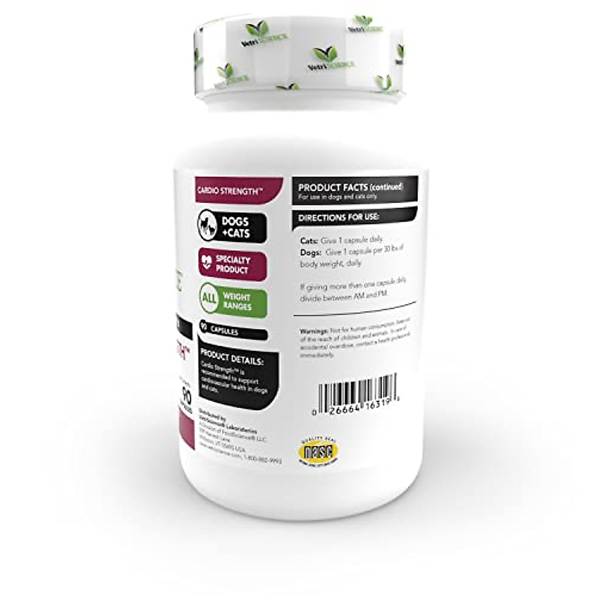 VETRISCIENCE - Cardio Strength, Cardiovascular and Circulatory Support Supplement for Dogs and Cats, 90 Capsules